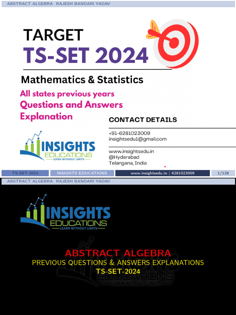 Abstract Algebra TS-SET 2024 Q&A Guide | PDF | Group (Mathematics ...