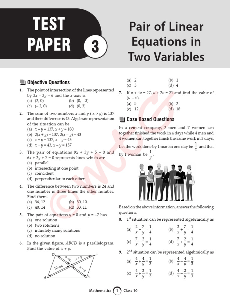 Test Paper 03 Pair of Linear Equations | PDF | Equations | Mathematical ...