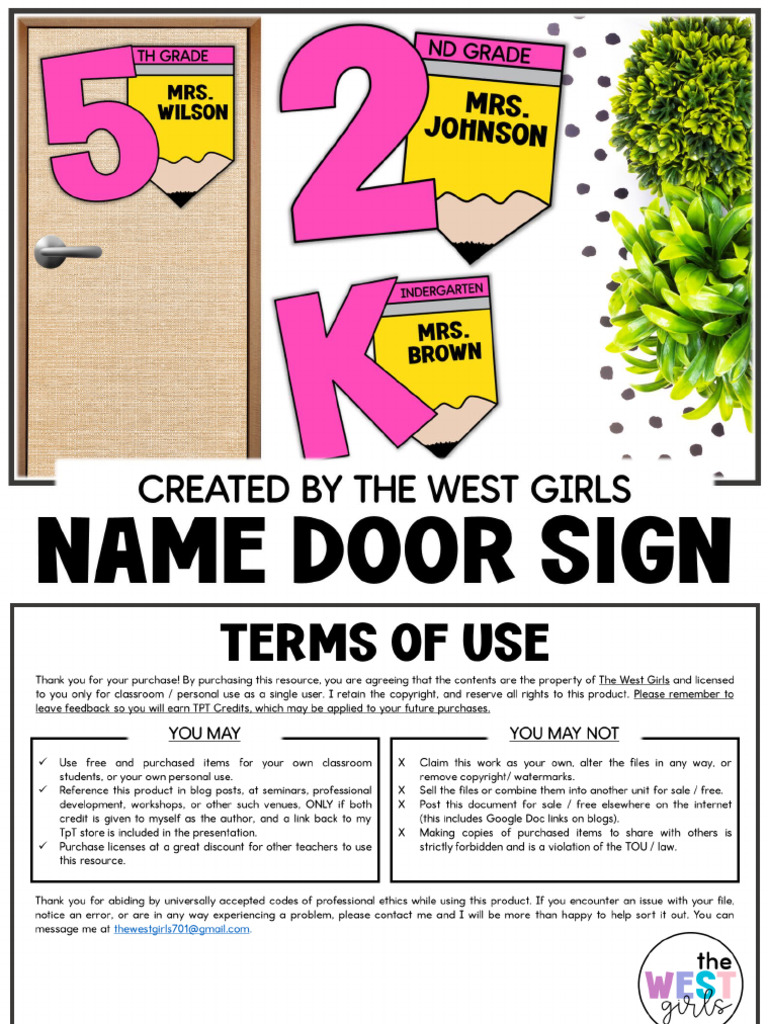Classroom Door Sign | PDF
