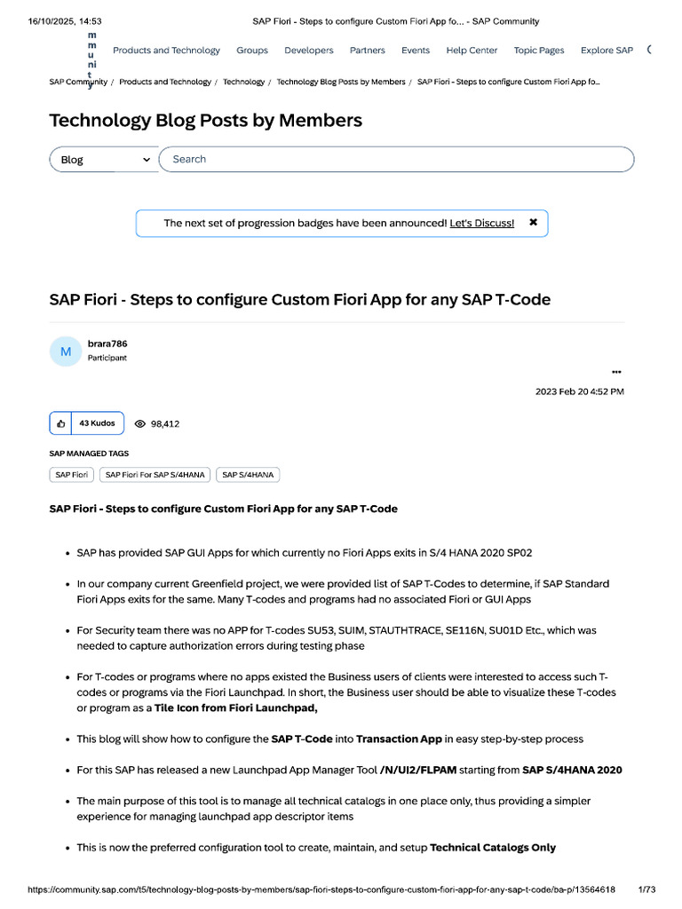Steps to Configure Custom Fiori Apps for Any SAP T-code - Copy | PDF