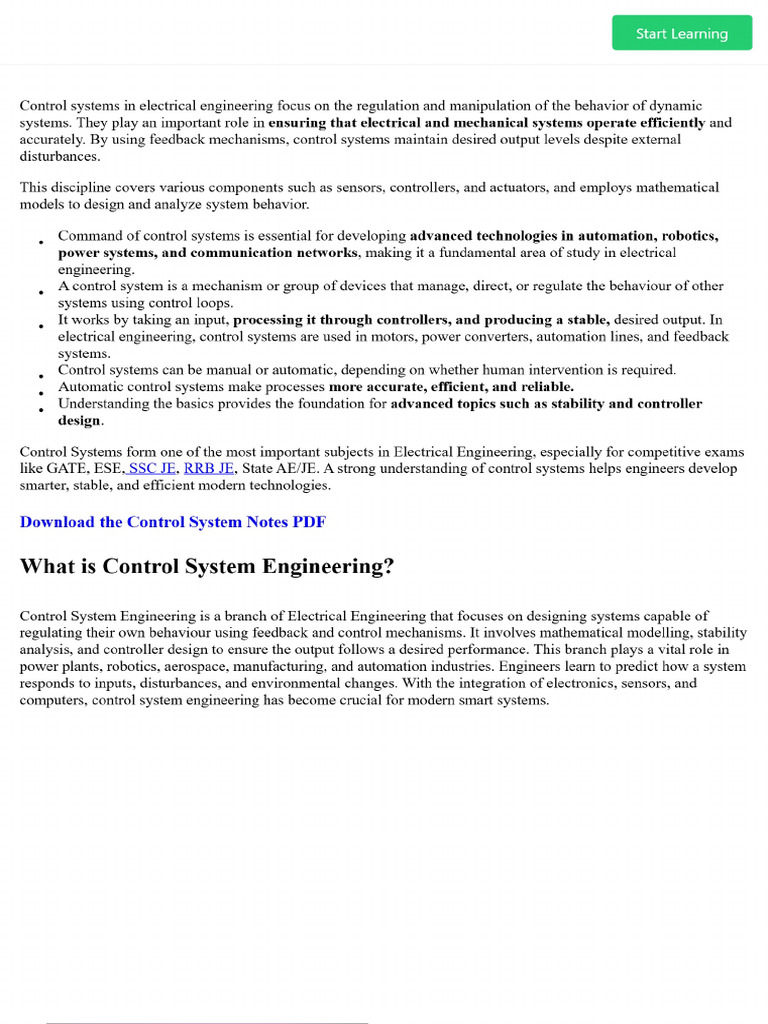 Control System Engineering Notes for AE_JE_ Basic Concepts & PDF ...