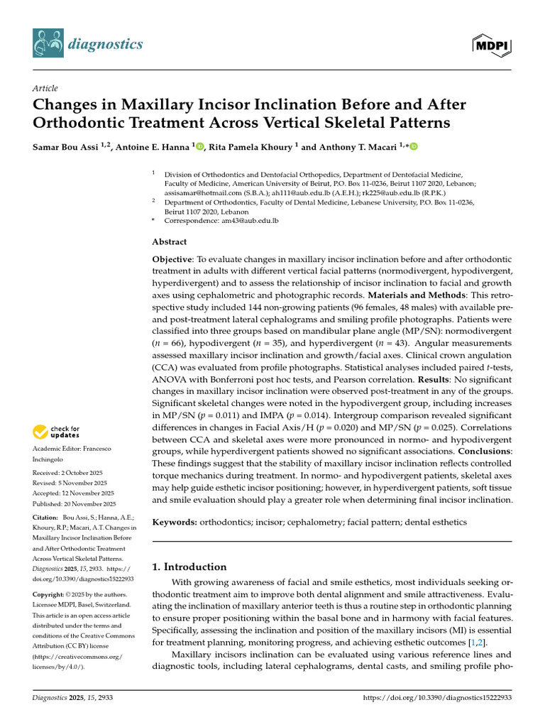 8. Changes in Maxillary Incisor Inclination Before and After | PDF ...