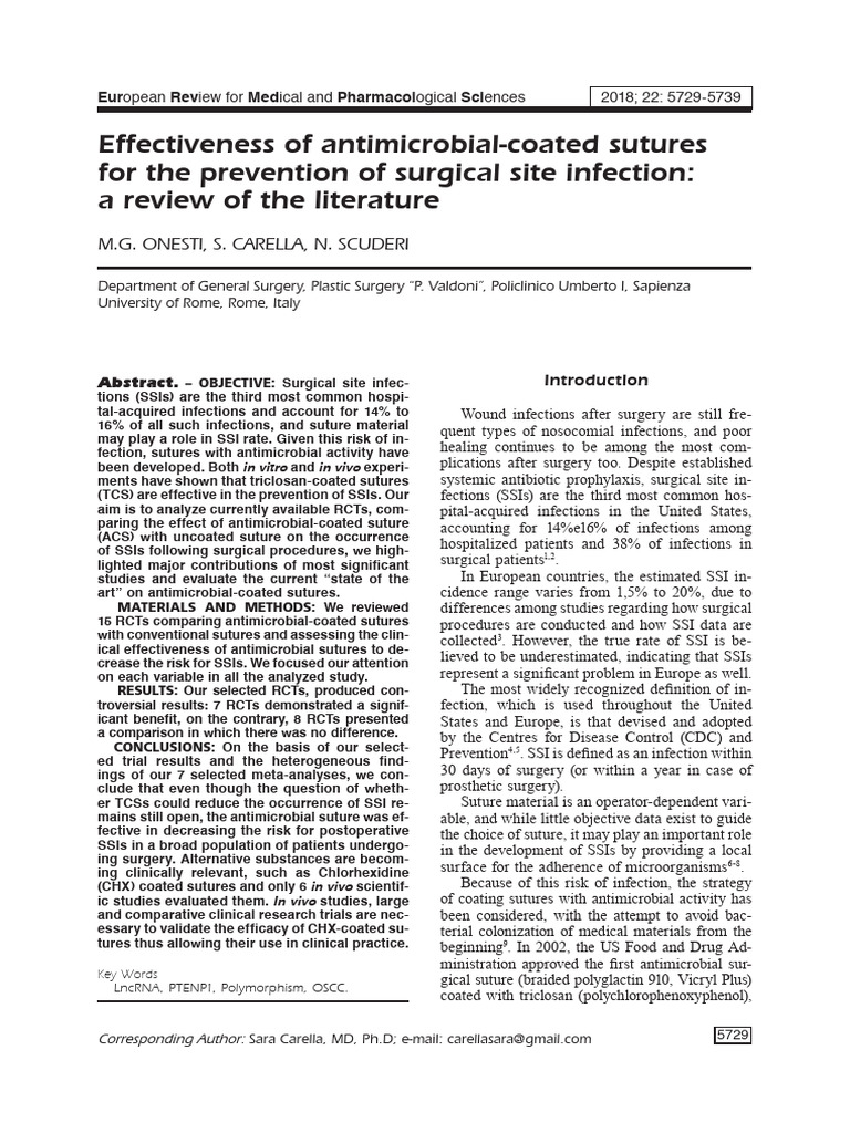 Onesti Antimicrobial-Coated-Sutures 2018 | PDF | Randomized Controlled ...