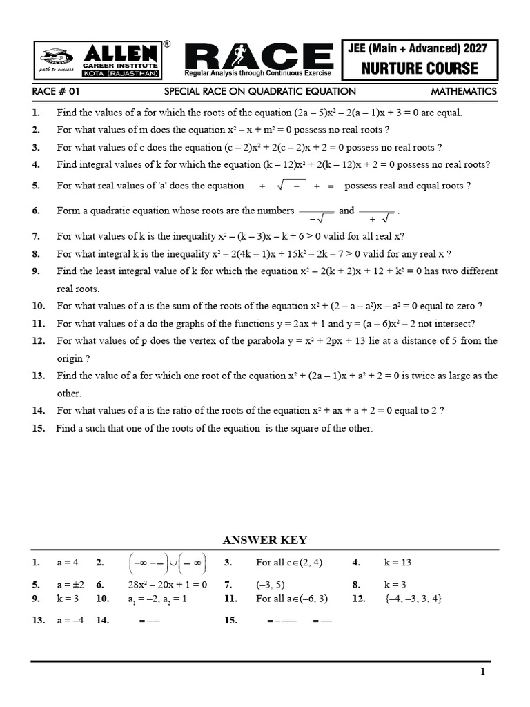 QE Race | PDF | Quadratic Equation | Equations