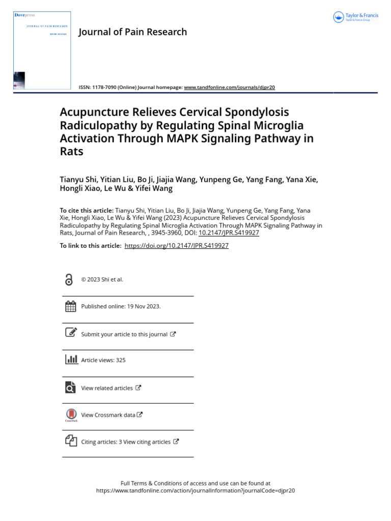 Acupuncture Relieves Cervical Spondylosis Radiculopathy by Regulating ...