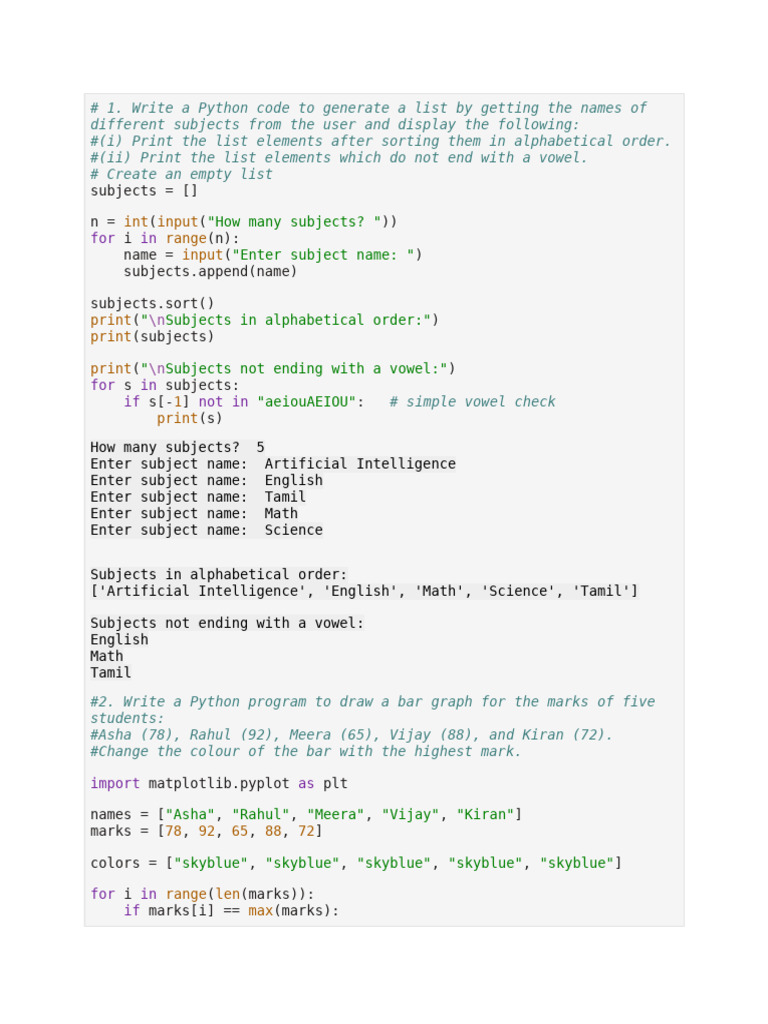 Python Programs for Data Visualization and Lists | PDF