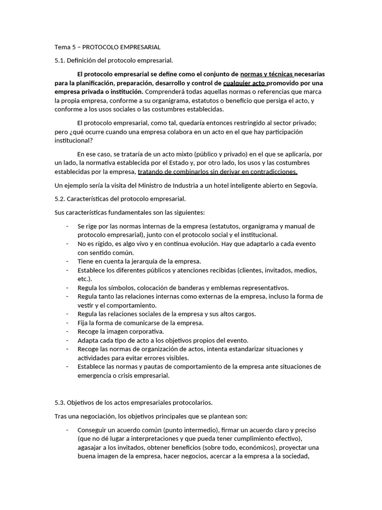 Tema 5 Protocolo | PDF | Institución | Business