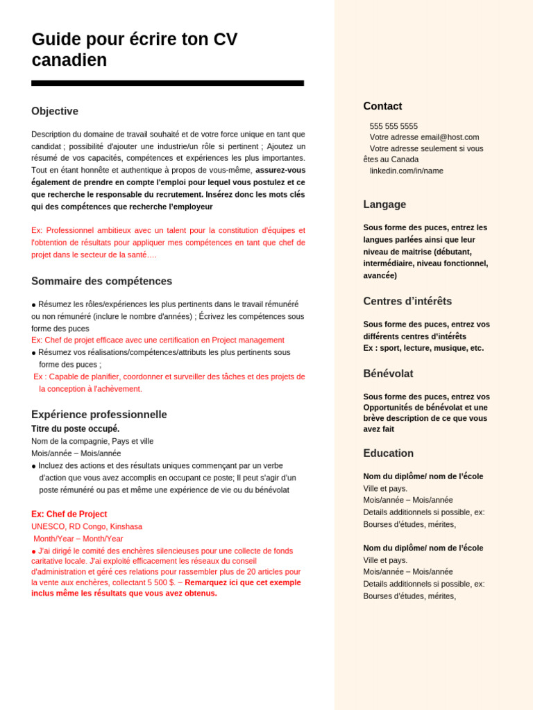Guide complet pour rédiger un CV canadien | PDF