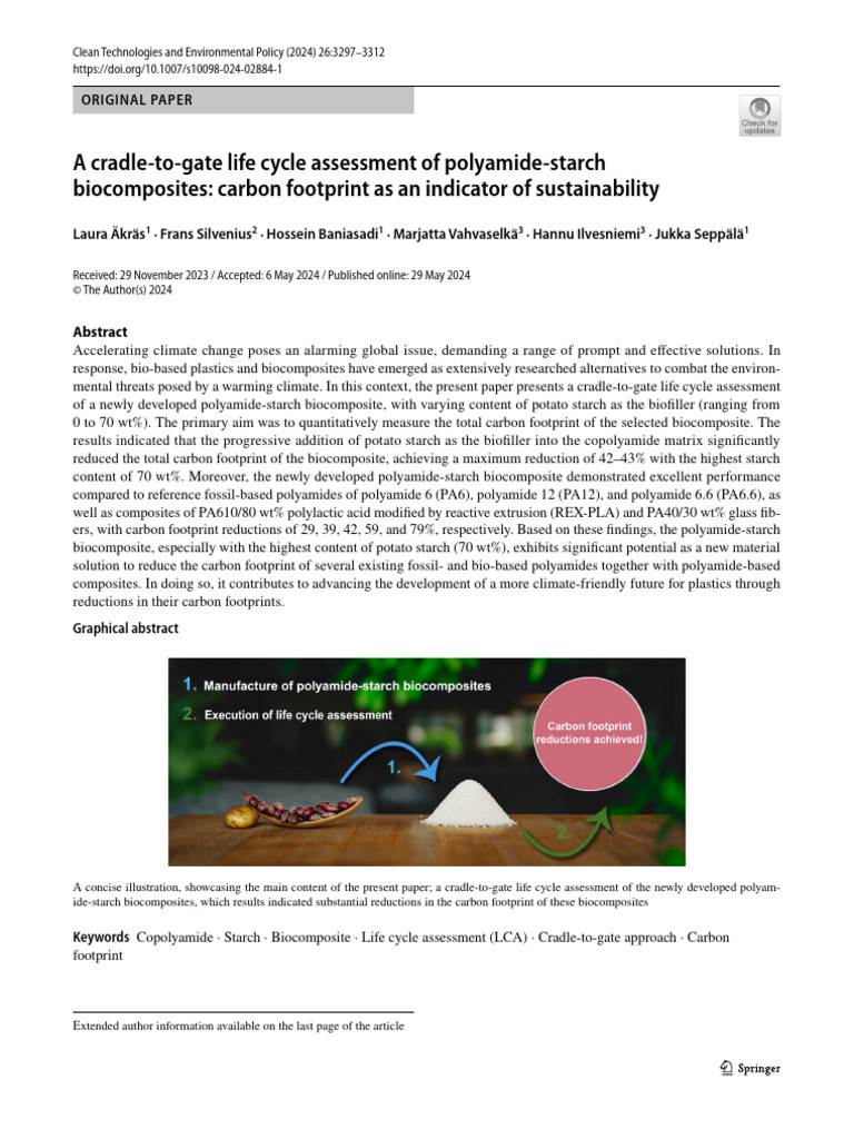 A Cradle-To-gate Life Cycle Assessment of Polyamide-starch ...