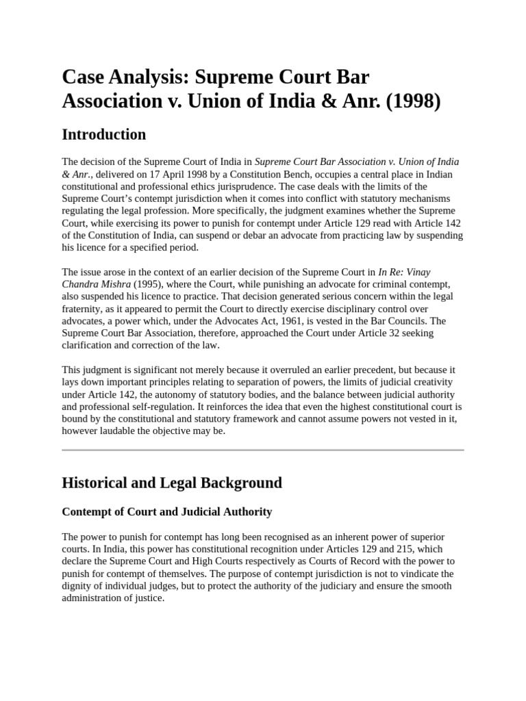 Case Analysis | PDF | Contempt Of Court | Supreme Court Of The United ...