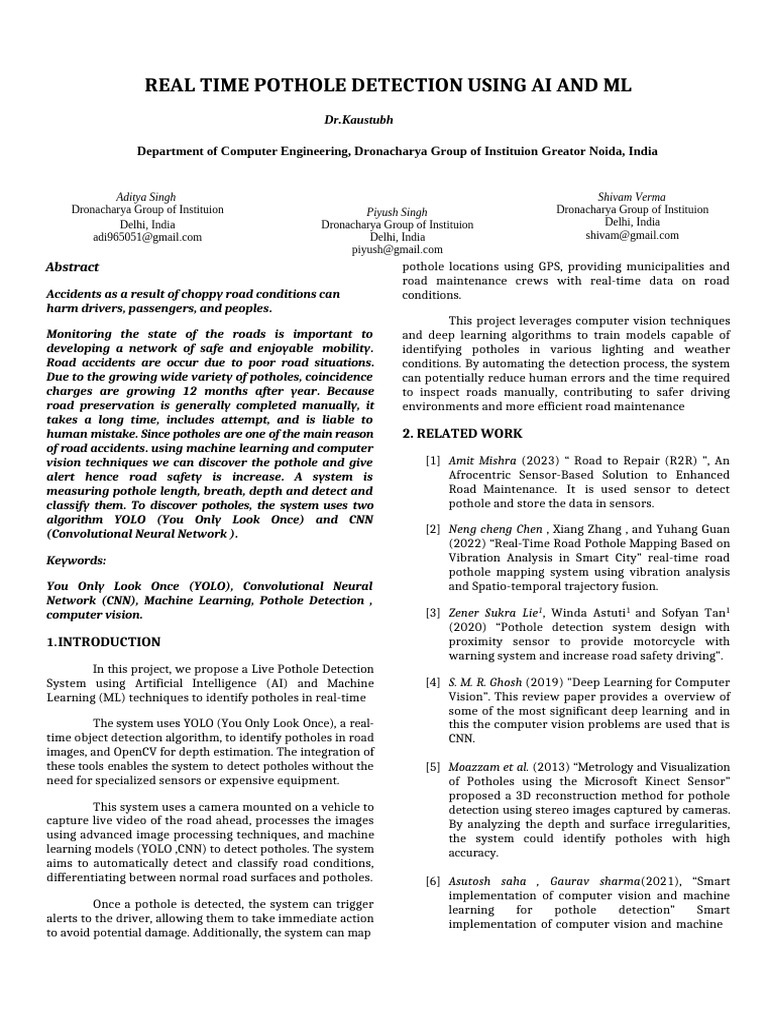 PotholeDetection IEEE | PDF | Machine Learning | Computer Vision