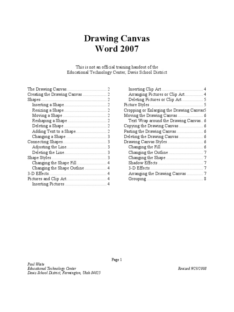 Drawing Canvas Word 2007 | PDF | Drawing | Computer Keyboard