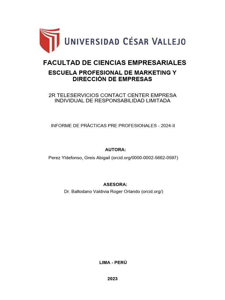 Informe Prepracticas Greis | PDF | Marketing | Gestión de la relación ...