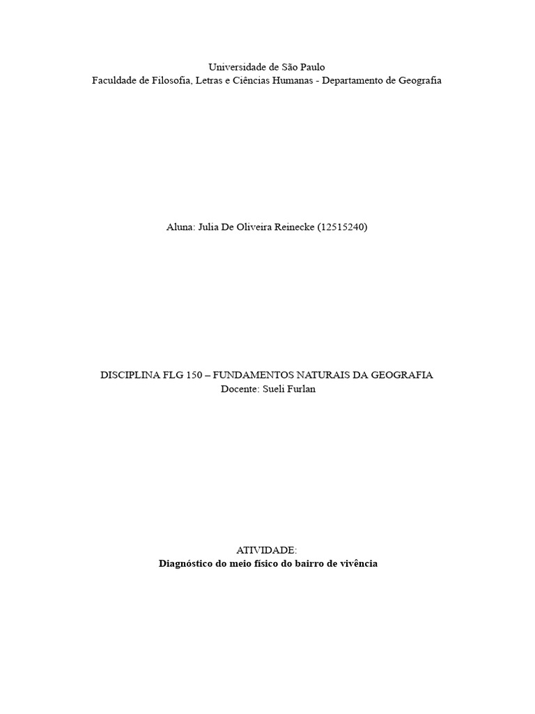 Diagnóstico Do Meio Físico Do Bairro - Julia de Oliveira Reinecke | PDF ...
