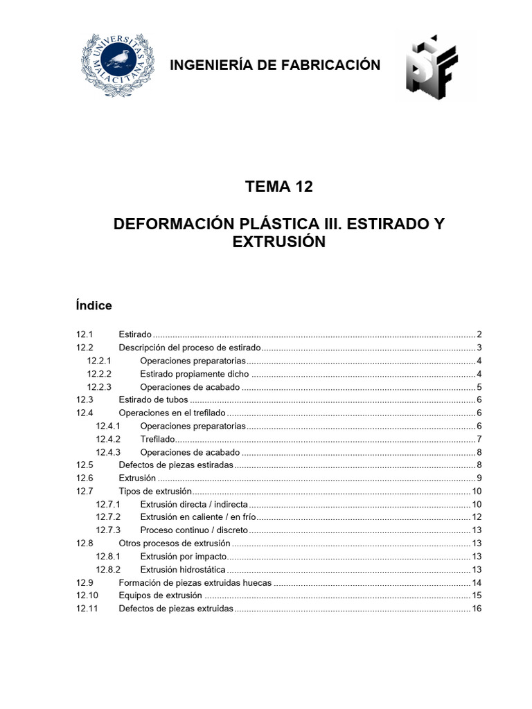 Estirado y Extrusión en Ingeniería de Fabricación | PDF | Extrusión | Cable