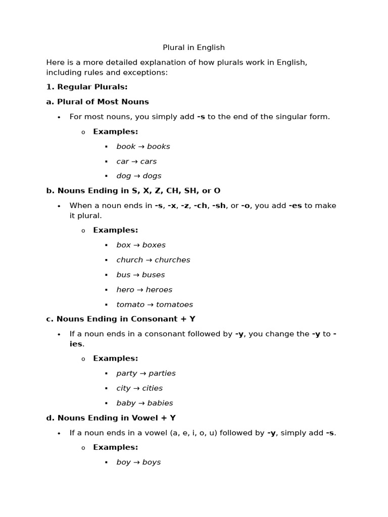 Plural in English | PDF | Plural | English Language