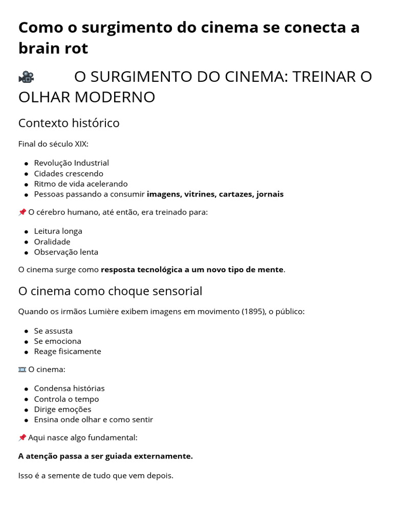 Cinema e Brain Rot: A Evolução da Atenção | PDF | Emoções | Tempo
