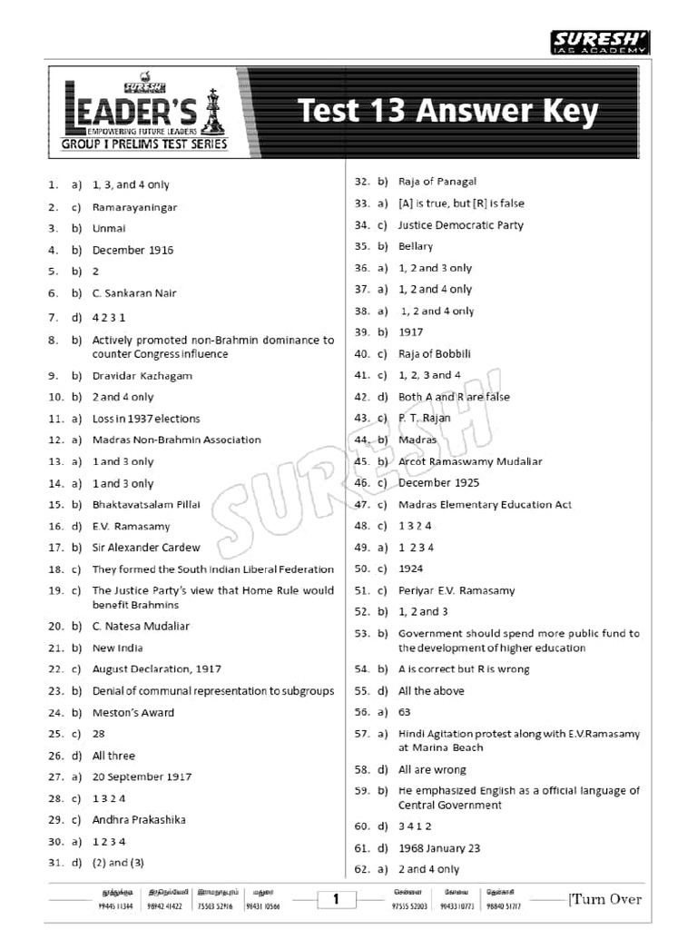 Leaders Test 13 Answer Key | PDF