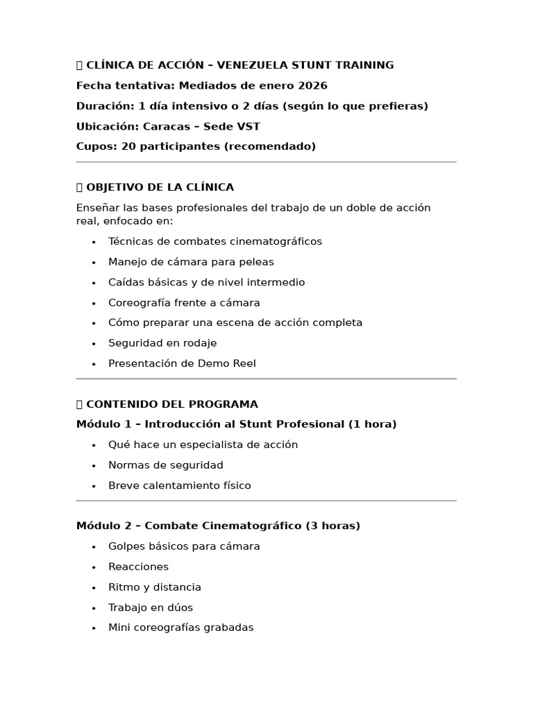 Clínica a.C.T.O.R. - Acción, Coreografía, Técnicas y Organización para ...
