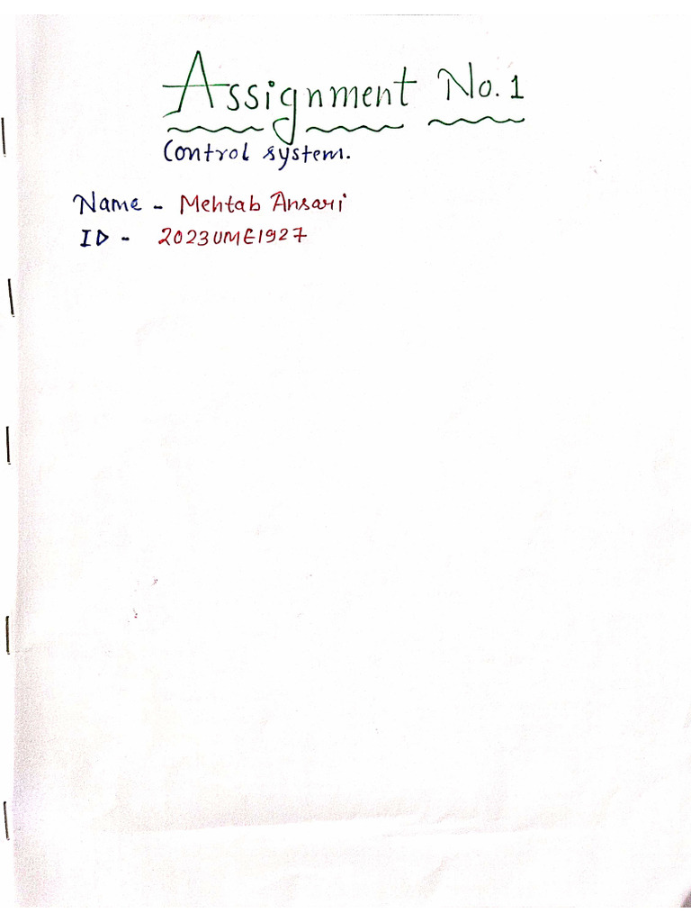 Control System Assignment 1 | PDF