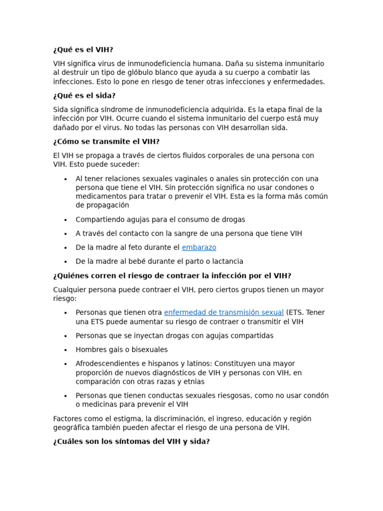 Guía sobre VIH y su transmisión | PDF | VIH / SIDA | VIH