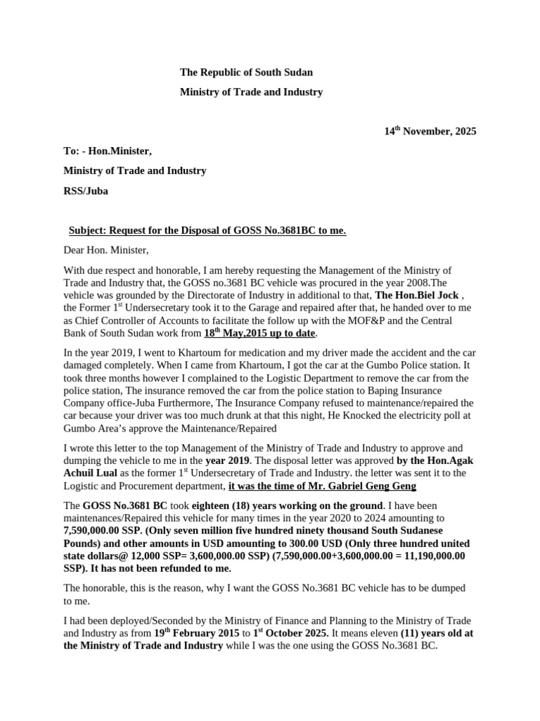 Disposal of Assets to Bior Ajang Aguer 2 | PDF