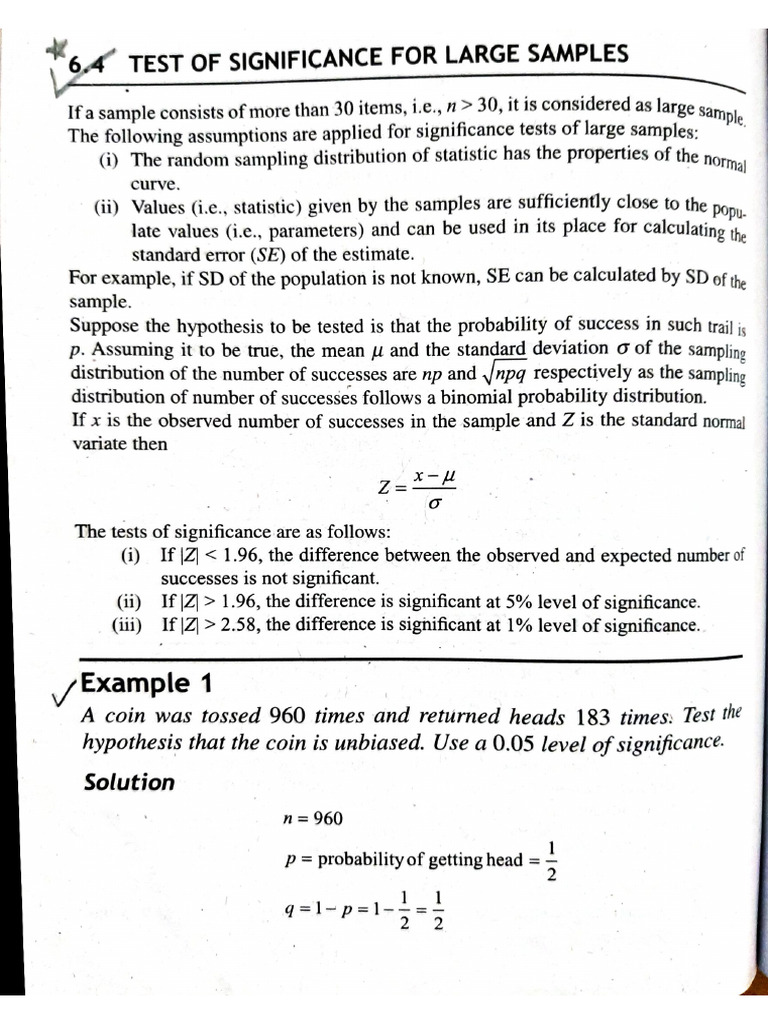 Test of Significance For Large Samples - Single Proportions ...