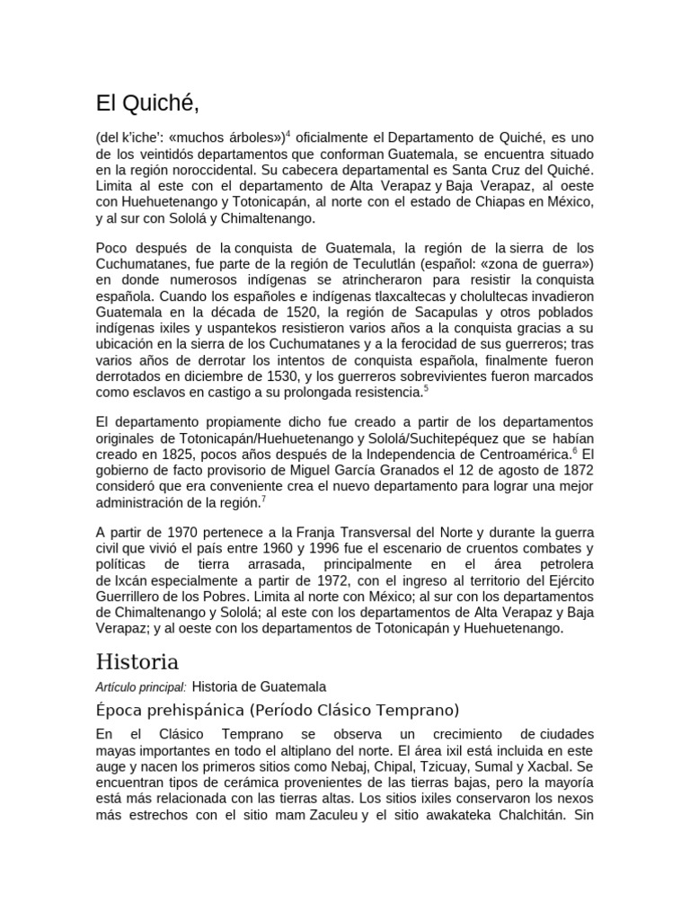Historia y Geografía del Quiché, Guatemala | PDF | Pueblos indígenas de ...