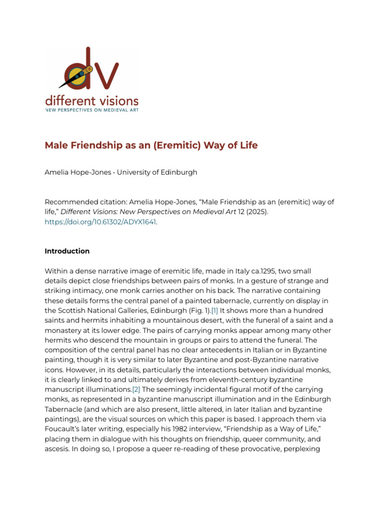 Male Friendship in Eremitic Life | PDF | Love