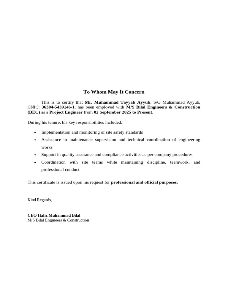 Exp Certificate | PDF