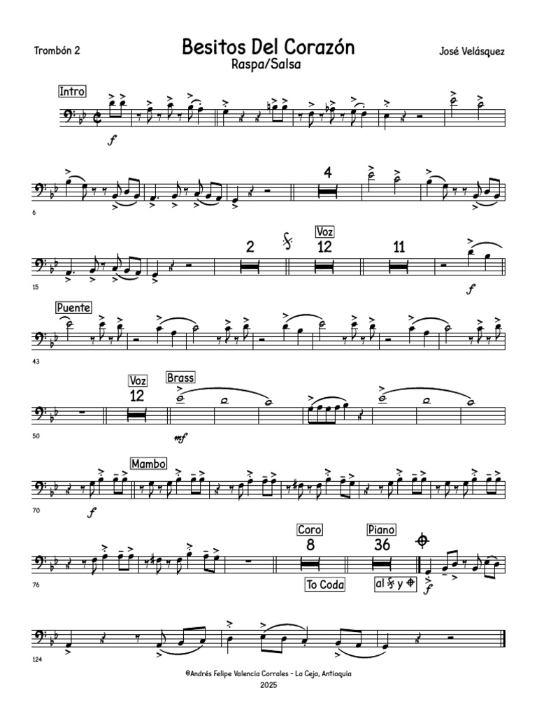 Besitos Del Corazón - Trombón 2 | PDF