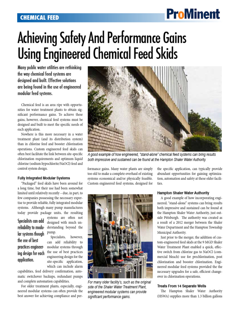 Engineered Chemical Feed Skids for Water Safety | PDF | Pump | Gases