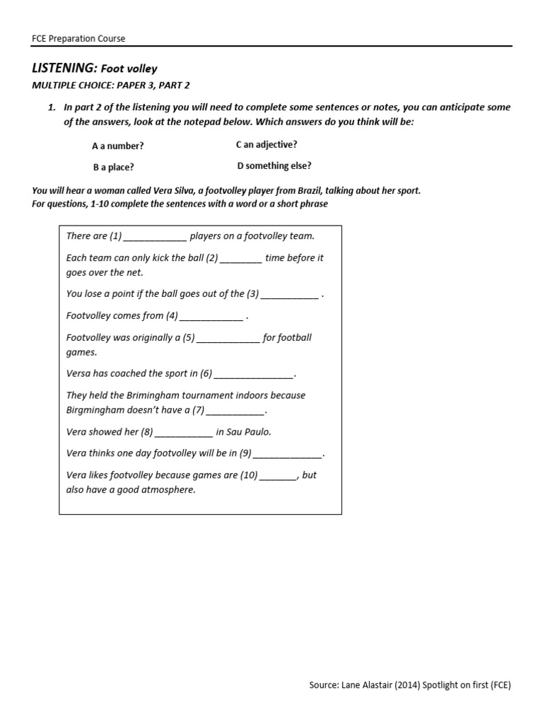 Spotlight Fce Book- Unit 3 (Listening) | PDF