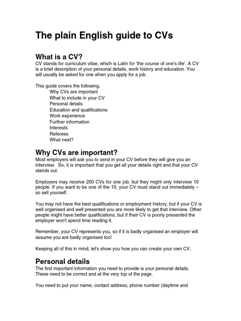 Microsoft Word - Writing_cvs.doc | PDF