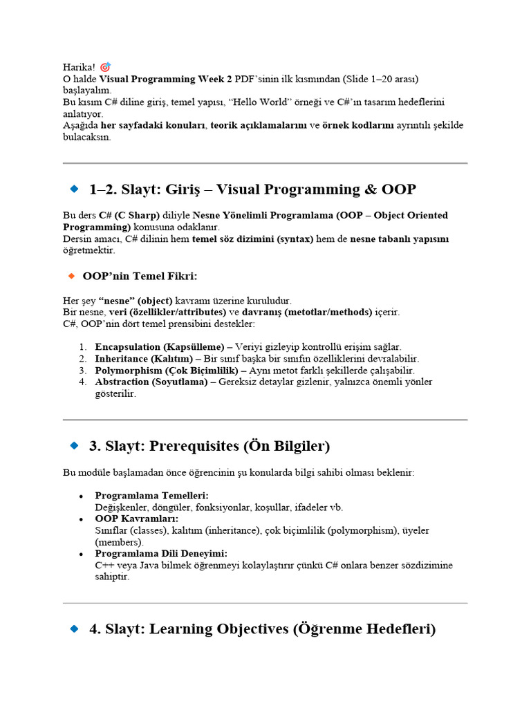 Visual 2.hafta Kapsamlı | PDF