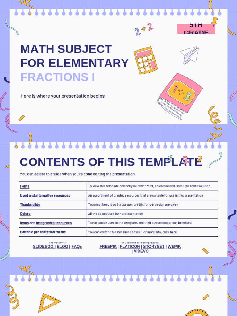 Cópia de Math Subject For Elementary - 5th Grade - Fractions I by ...