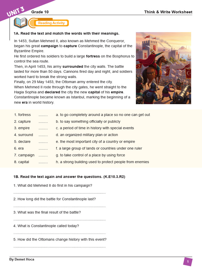 10.3 Think & Write Worksheet | PDF | Ottoman Empire