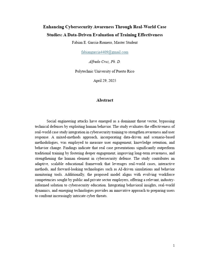 Master Final Project Enhancing Cybersecurity Awareness Through Real ...