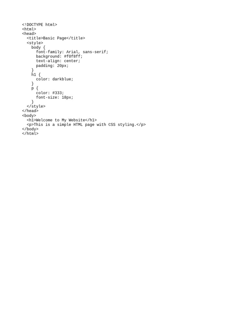 1. Basic HTML Page with CSS Styling | PDF