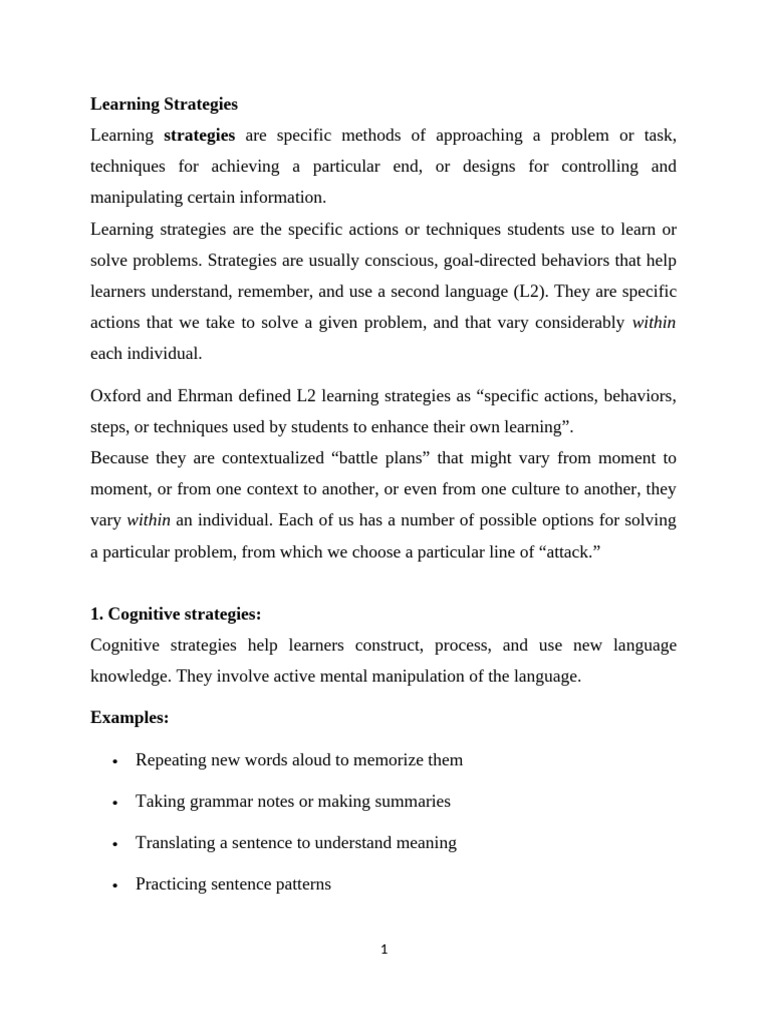 6- Learning Strategies ++ | PDF | Learning | Metacognition