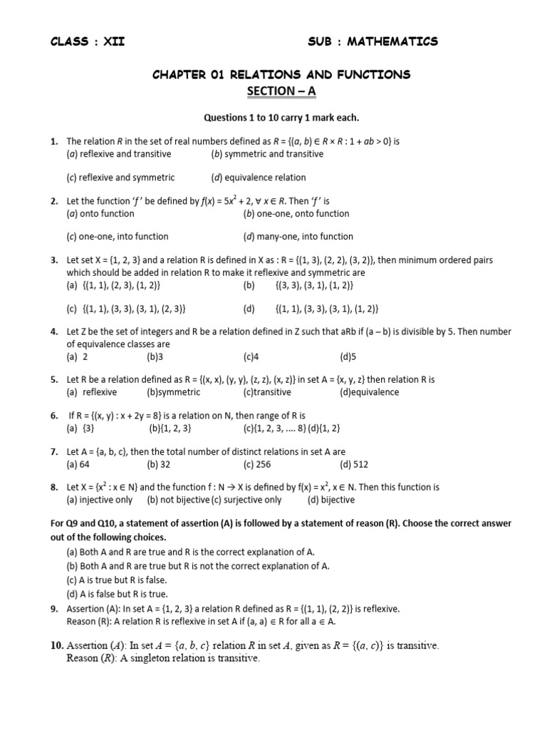 Class 12 Mathematics: Relations & Functions | PDF | Determinant ...