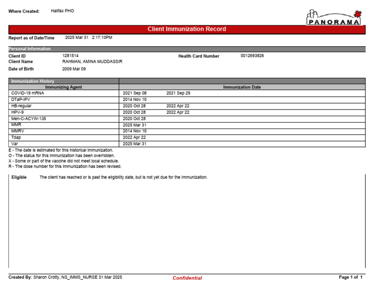 PNS6800-Client Immunization Record AR | PDF