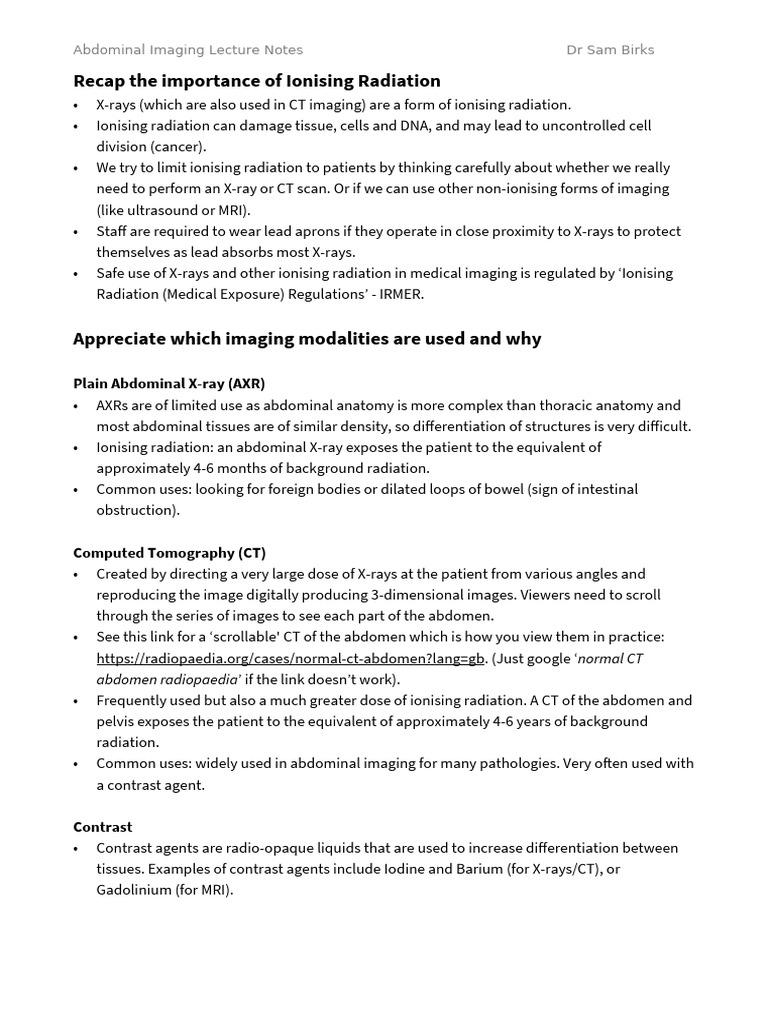 81653_abdominal Imaging Lecture Notes | PDF | Ct Scan | Medical Imaging