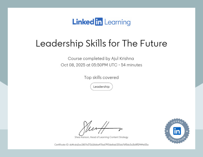 CertificateOfCompletion_Leadership Skills for the Future | PDF