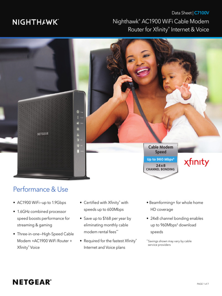 Nighthawk AC1900 Modem Router for Xfinity | PDF | Wi Fi | Computer Network