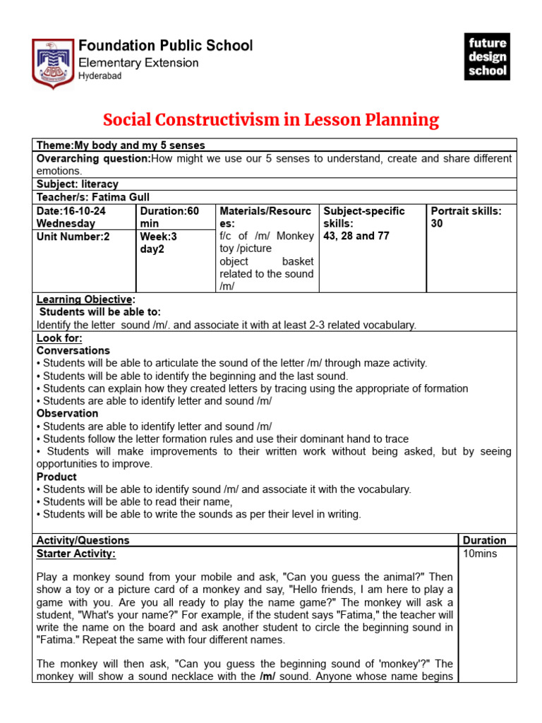 Lesson Plan With (Refelective Model ) | PDF | Learning | Constructivism ...