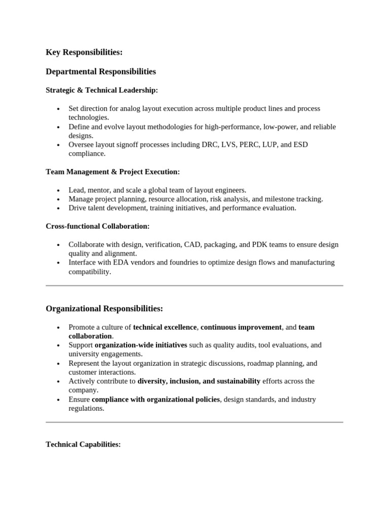Key Responsibilities | PDF | Leadership | Business