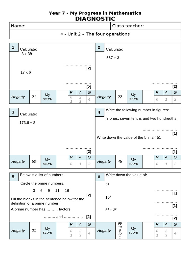 Year 7 Mathematics Progress Report | PDF | Mathematics | Number Theory