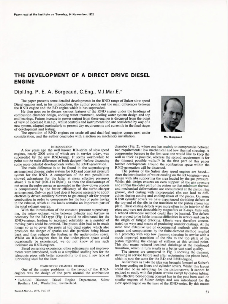The Development of a Direct Drive Dieselengine | PDF | Vehicle Parts ...