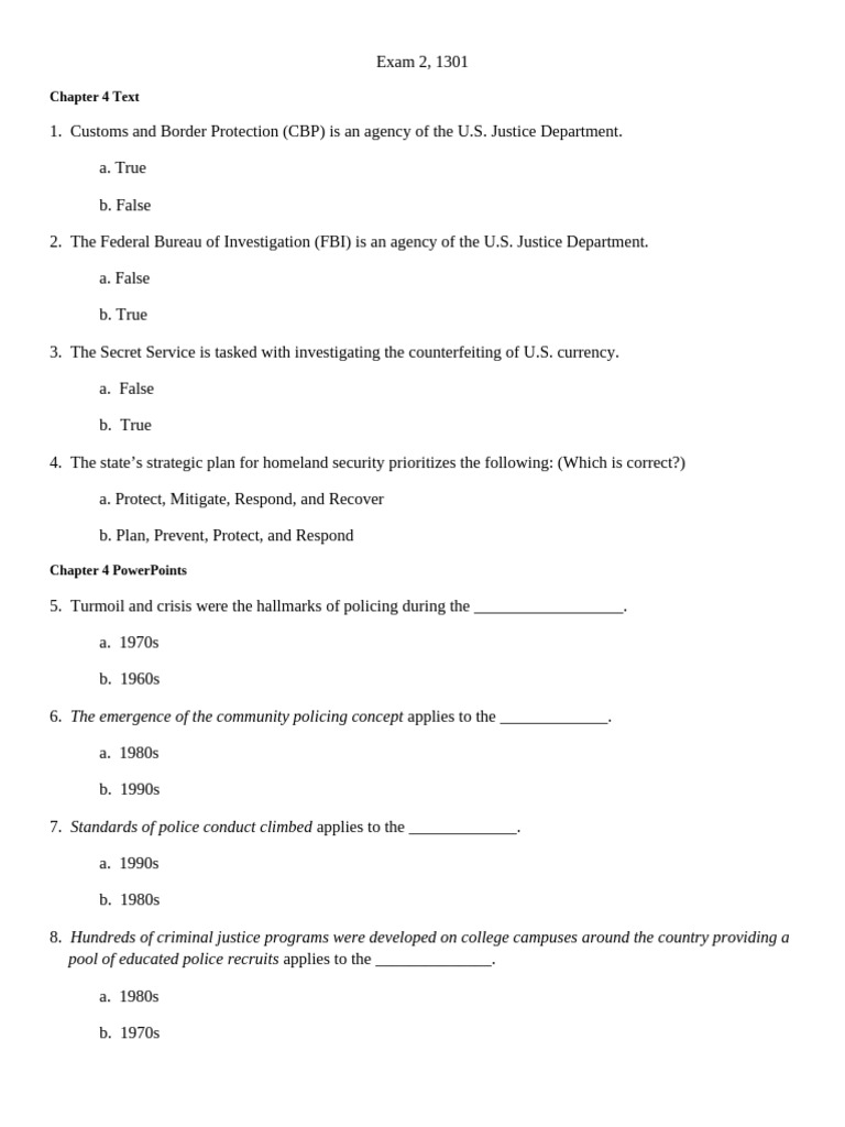 Exam 2 Fall 24 | PDF | Community Policing | Police